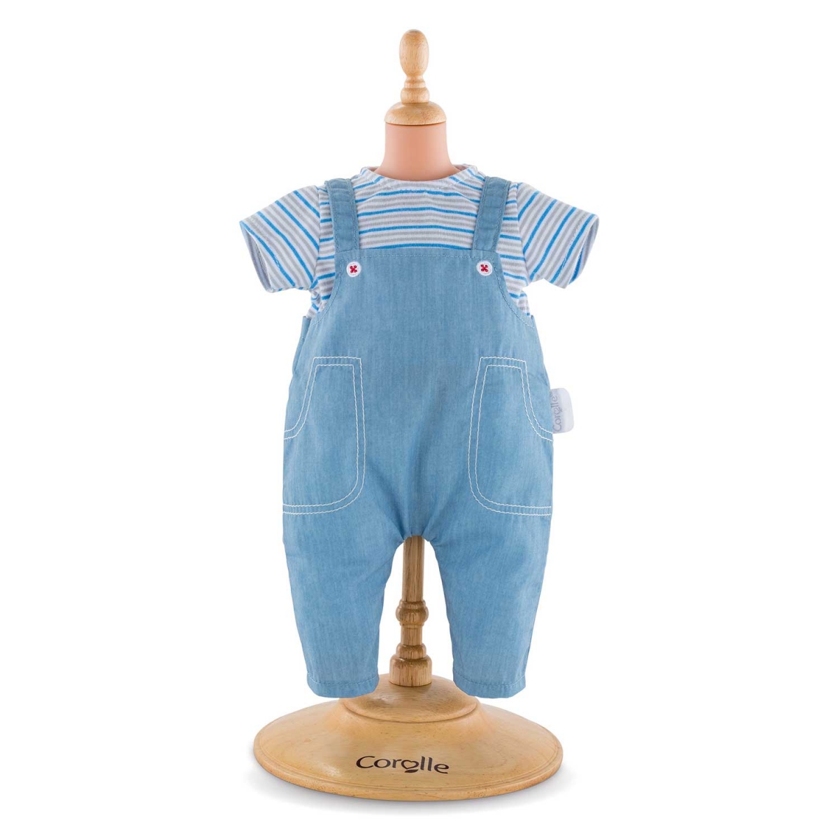 Corolle Striped T Shirt Overalls for 14 inch baby doll 9000140080